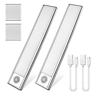 UYICOO Under Cabinet Lights, Wireless Motion Sensor Closet Light, 1500 mAh USB Rechargeable Kitchen Cupboard Night Light, 30-LED 20cm/7.8inch Magnetic Battery Powered Operated Cupboard Light
