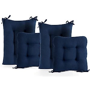 Stoog 4-Piece Indoor & Outdoor Rocking Chairs Cushions, Non-Slip Chair Pads with Ties, 2 Seat and 2 Back Cushions, Blue, (22" x 18", 18" x 18")