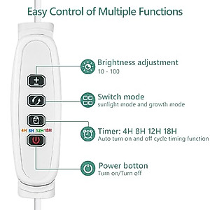 Diivoo Grow Light for Indoor Plants, Full Spectrum Dual Head Grow Lamp with Clips, 10 Level Dimmable Brightness & 4 Automatic Timer, LED Plant Lights with 360 Spin Gooseneck for Potted Flowers, Plant