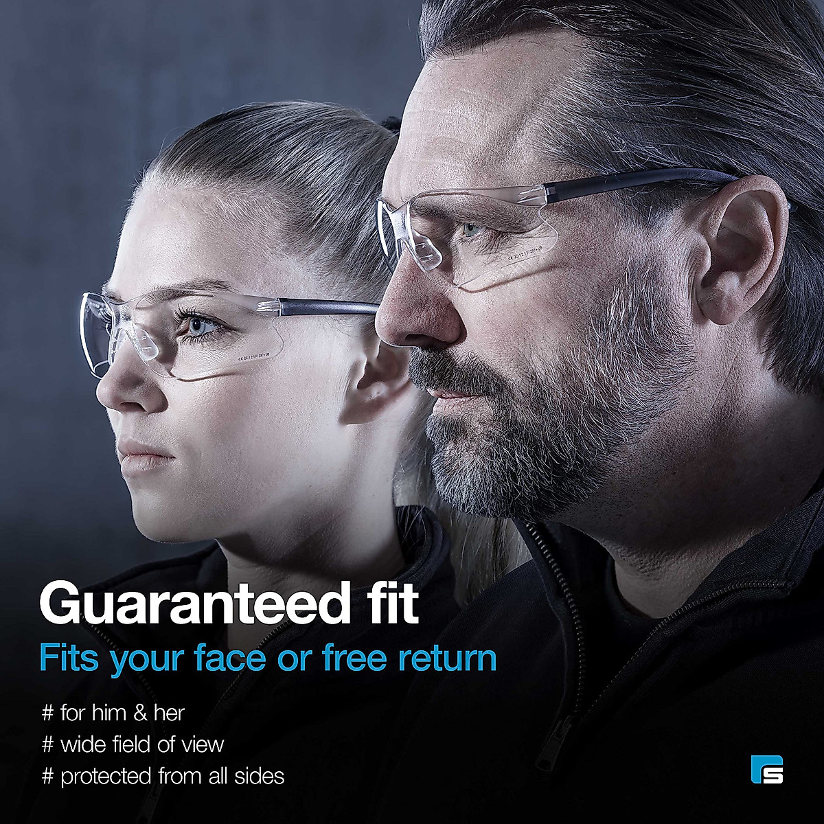 SolidWork Safety Glasses Clear Lens with Side Shields, Anti Fog, Anti Scratch, Anti-Glare, Protective Eyewear for Men & Women