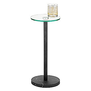 mDesign Glass Top Side/End Drink Table - Small Modern Round Accent ...