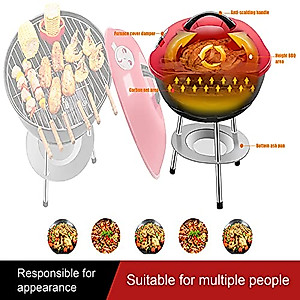 SRHMYWBW Portable Charcoal Grill 14-inch (Cover Furnace Body) BBQ Grill Barbecue Grills with Your Family and Friends Camping Barbecue Picnics Patio and Backyard Cooking Black