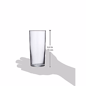 Amazon Basics Ridgecrest Coolers Glass Drinkware Set, 15.5-Ounce, Set of 6, Clear