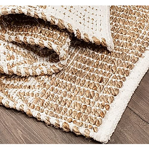 Chindi Rug,Rug 3x5',Rag Rugs,Braided Rug,3x5 Rug,Chindi Rugs,Chindi Handloom Rug 3x5',Farmhouse Area Rugs, Natural Braided Doormat for Kitchen Entryway Pets Playing Chindi Chindi Rugs - Natural/White