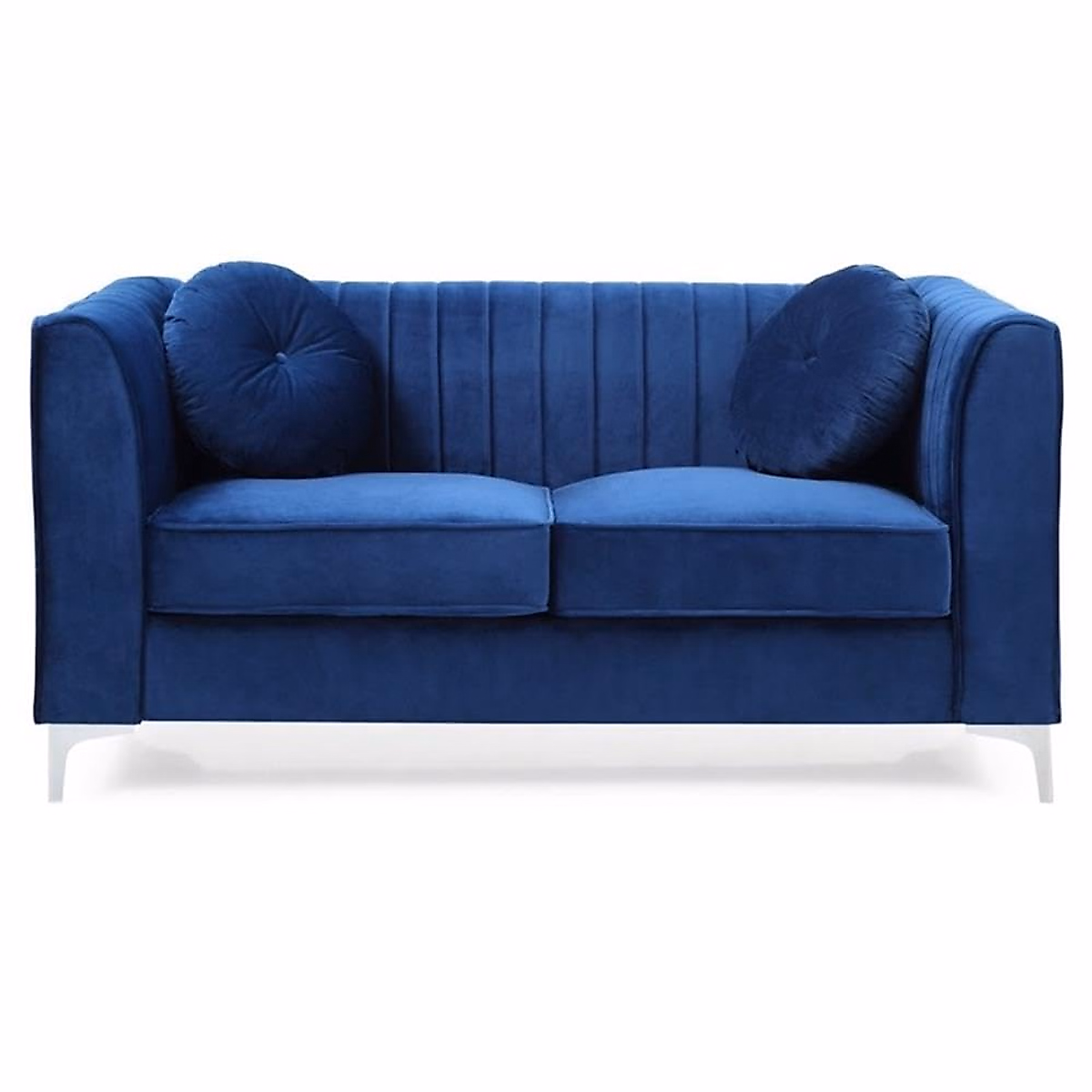 Glory Furniture Delray Velvet Loveseat in Navy Blue