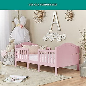Dream On Me Portland 3 In 1 Convertible Toddler Bed in Pink, Greenguard Gold Certified, 56x29x28 Inch (Pack of 1)