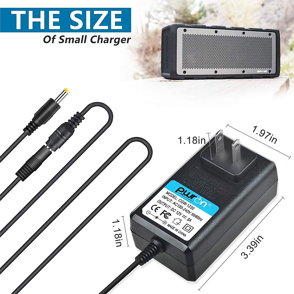 PwrON 12V AC Adapter Fits for Braven BRV-X 14073941 14113952 13113902 Ultra Rugged Wireless Speaker Braven BRVX BRVXGWB BRVXBBB; BRV-HD 141041371 Wireless Bluetooth Speaker BRVHD BRVHDBG Power Supply