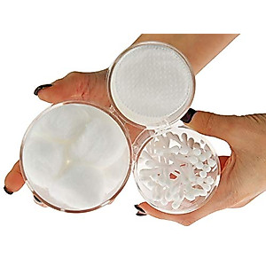 ARAD Cotton Ball, Swab, Q-tip Storage Set, 1-Piece, 3 Compartment, Clear Acrylic Jar Container with Bamboo Lid, Easy Organization on Bathroom Counters, Under-Sink Placement-6"D x 4.5" H