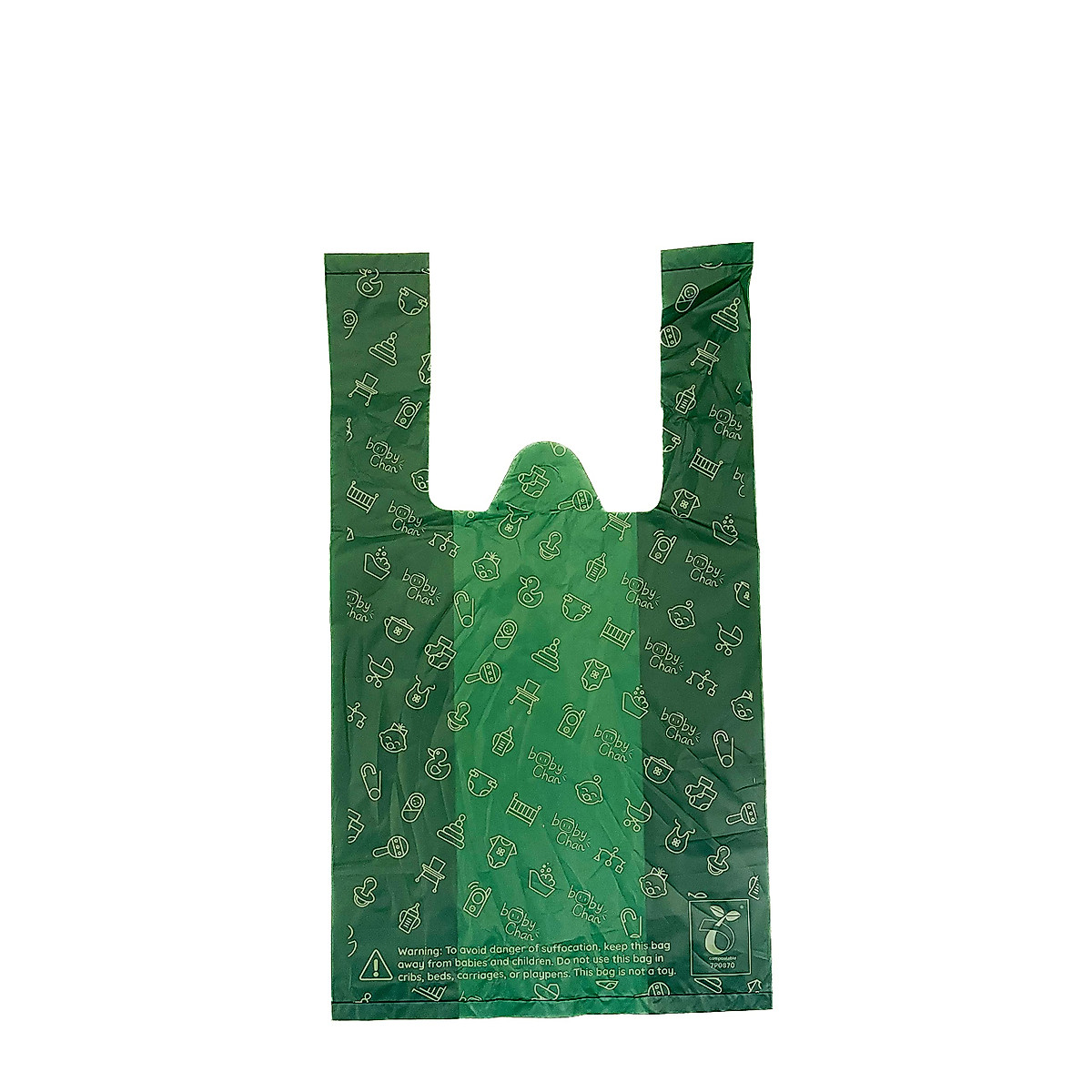 Baby Chan Compostable Disposable Diaper Sacks, 100 pcs, Unscented, Easy-To-Tie Handles, Convenient Diaper Disposal or Waste Bags at Home or While Traveling