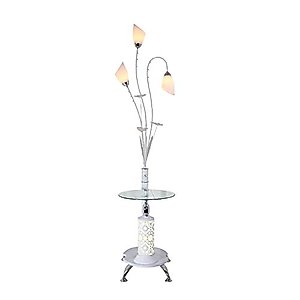 Floor lamp LED Floor Lamp Modern Creative With Tea Table Vertical Type Floor Lamp 3 Head Lampshade Floor Lamp Bedroom Living Room Floor Light (Color : White)