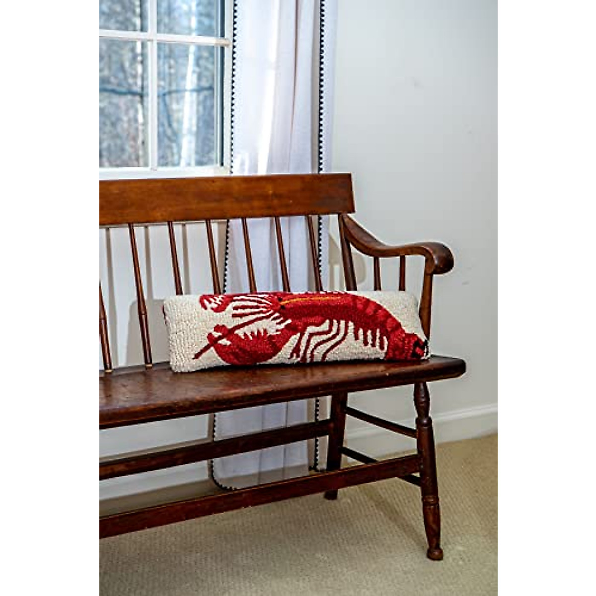 Chandler 4 Corners Artist-Designed Red Lobster Hand-Hooked Wool Decorative Throw Pillow (8” x 24”) Marine Life Pillow for Couches & Beds - Easy Care & Low Maintenance - Ocean & Coastal Home Décor
