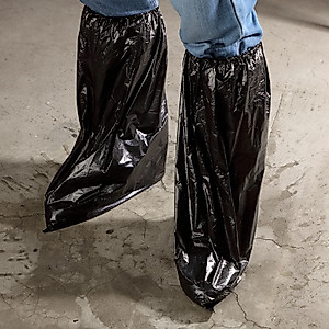 Disposable Shoe Covers Disposable Non Slip Plastic Boot Covers Long Waterproof Shoes Covers Safety Boot Shoe Covers 21.6 Inch Tall Shoe Coverings for Men Women Rainy Day Use (Black, 180 Pieces)