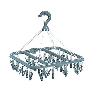 Groupcow Clip and Drip Hanger Clothes Hanger Drying Rack 32 Clips (Light Blue)