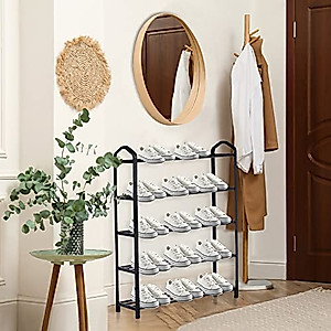 YSSOA 5-Tier Stackable Shoe Rack, 15-Pairs Sturdy Shoe Shelf Storage, Black Shoe Tower for Bedroom, Entryway, Hallway, and Closet, 1 Pack