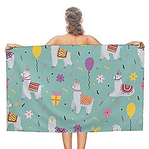 My Little Nest Bath Towels Quick Dry Bathroom Towels Celebratory Lamas Absorbent Shower Towels Soft Hand Towel Wash Cloths for Spa Pool Hotel Gym 31" x 51"