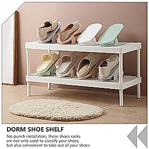 iplusmile Sneaker Thickened for Shelf Adjustable Holder Cabinet Bracket Clo, White Plastic Removable High Storage Clo Style Double-Layer Slipper Slots Support Stacker Dorm Shoe Organizer,