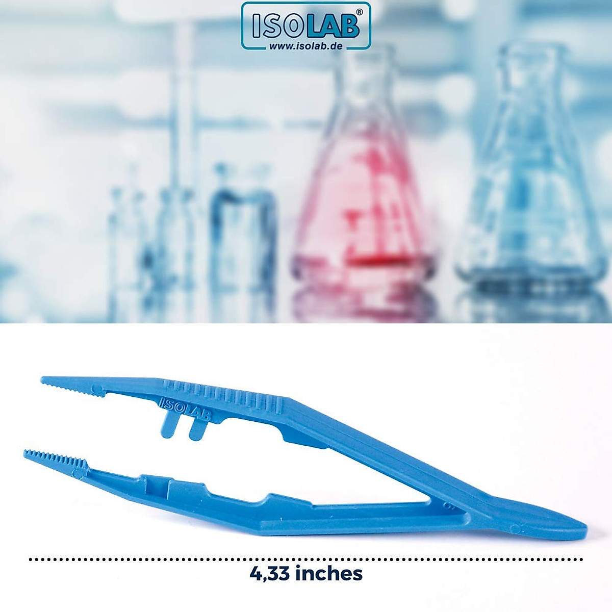 ISOLAB USA - Tapered Tweezers/Plastic Blue Forceps (Pack of 50, Bulk Priced, Disposable, Grooming, Labs, First Aid, Medical usage)