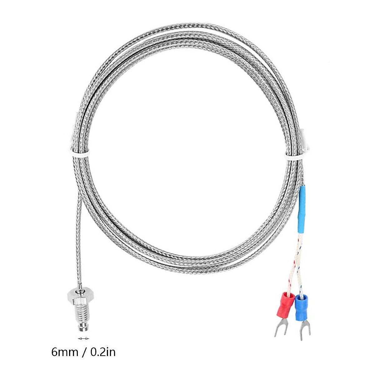 Type K Thermocouple, M6 Screw Fine Thread Type K 0-400℃ Thermocouple Sensor Probes Temperature Sensor Wire(2M) Thermocouple Thermometers and Probes