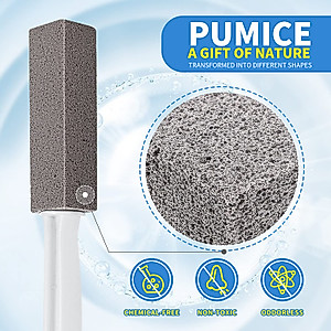 Toilet Pumice Stone Cleaning with Handle Extra Long, Pumice Stone Toilet Bowl Cleaner Brush, Remove Stains, Hard Water Ring/Limescale/Rust/Iron