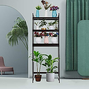 Bathroom Over The Toilet Organizer Storage Rack with Adjustable Shelves 3 Tier Bamboo Freestanding Shelf Plant Stand Multipurpose Organizer Space Saver for Laundry, Balcony，Brow