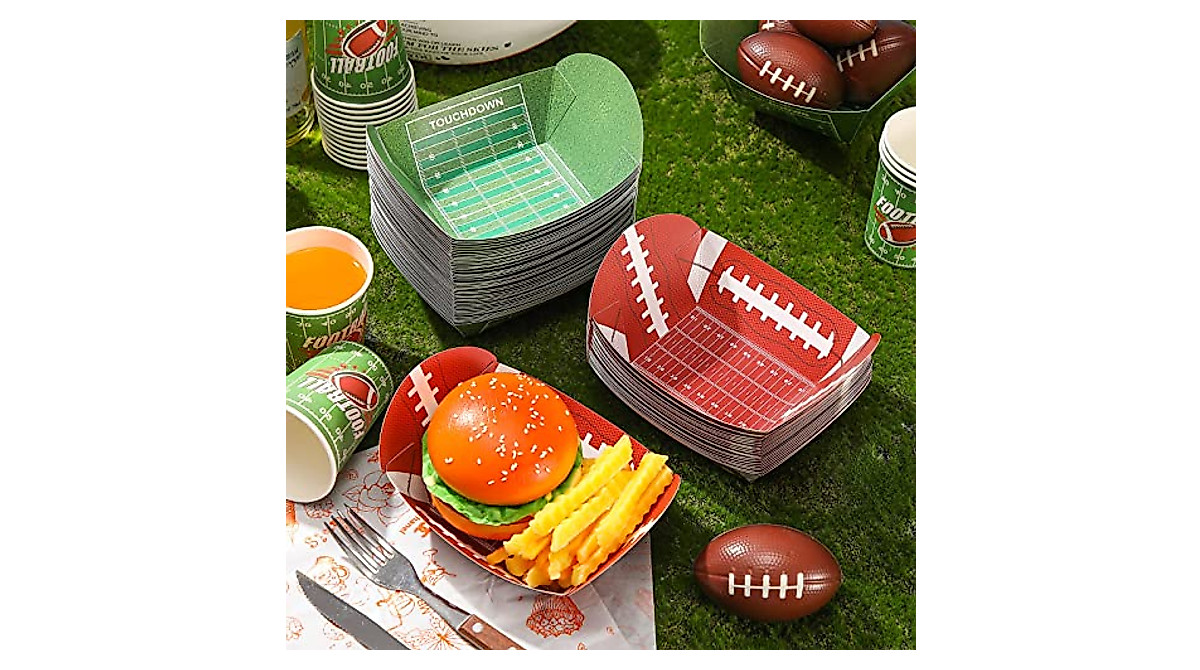 Yungyan 100 Pieces Football Paper Bowl Football Food Trays Nacho Trays ...
