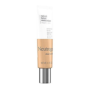 Neutrogena Healthy Skin Radiant Tinted Facial Moisturizer with Broad Spectrum SPF 30 Sunscreen Vitamins A, C, & E, Lightweight, Sheer, & Oil-Free Coverage, Sheer Fair 20, 1.1 fl. oz