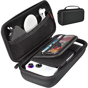 Gepicest Rog Ally Case Compatible with ASUS Rog Ally Handheld Console Gaming Accessories Carrying Bag Fit Original Charger Dock w/ Hard EVA Game Console Stand 2023 Traveling Storage Case-Flat Black