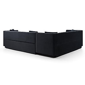 FANYE 3 Pieces Contemporary Sofa&Couch Vertical Channel Velvet Tufted Include 3 Seaters Couch*2 and Ottoman, Two 3seaters Sofas+Ottoman with Gold Metal Strip Decor for Living Room Sets