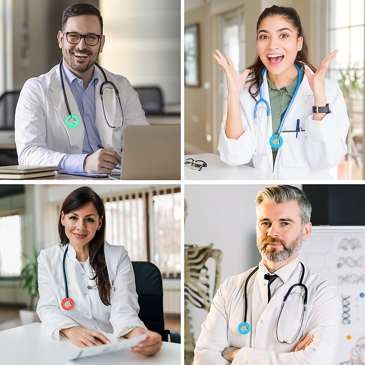 Baluue 16pcs Spare Parts Kit Silicone Head Cover Replacement Supply for Hospital Doctor Nurse (Multi Color)