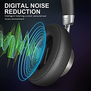 NUKied Bluetooth Headphones Over Ear, 50H Playtime Wireless Active Noise Cancelling Headphones with Built-in Mic, HiFi Stereo Sound with 4 EQ Music Modes, Support Voice Assistant - Black