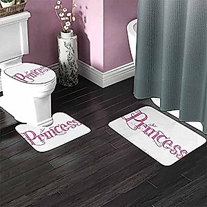 AOYEGO The Word Princess 3 Pieces Bathroom Rugs Set Text Featuring Clip Art Typography Aristocracy Crown Non Slip 23.6X15.7 Inch Soft Absorbent Polyester for Tub Shower Toilet