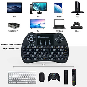 Beastron (Upgraded) 2.4G Mini Wireless Keyboard with Touchpad Mouse＆QWERTY Keyboard, Backlit Portable Keyboard Wireless with Remote Control for Laptop,PC,Google Android TV,Xbox,PS3/4 .Black