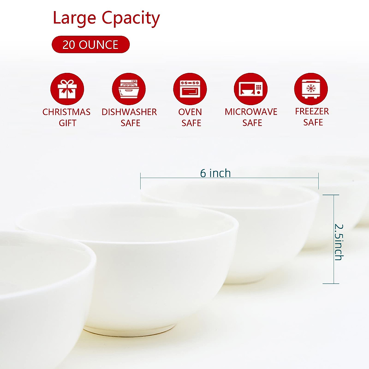 Gang Rinpoche Cereal Bowl Sets, 20OZ Bone China Bowl of 4pcs, White Lightweight Porcelain Dinnersets, Snack Plate for Kitchen, Dishwasher & Microwave Safe (Moonlight)