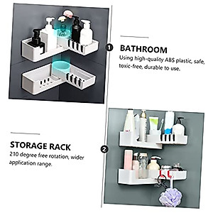 Zerodeko 1pc Wall Storage Rack Corner Towel Rack Shower Wall Organizer Bath Corner Shelf Metal Storage Rack Swivel Towel Rack Metal Shelving Bathroom Storage Racks Bathroom Rack Plastic