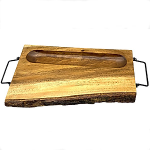WRIGHTMART Rustic Wooden Charcuterie Board, A Flavorful Delight for Cheese and Olive Lover, Raw Edge Acacia Wood with Handle, Serve in Style. Decorative & Unique, Each Board is One-of-a-Kind