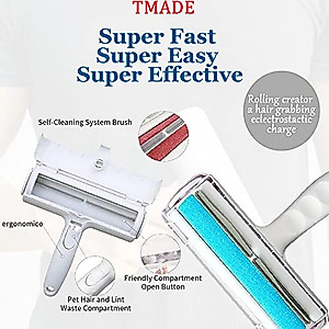 Pet Hair Remover Lint Roller - Reusable Cat and Dog Hair Removers, for Furniture, Couch, Carpet, Clothes, Car Seats, Bedding, Portable Multi-Surface, Upgraded, Rollers, Fur Removal Tool | by TMADE