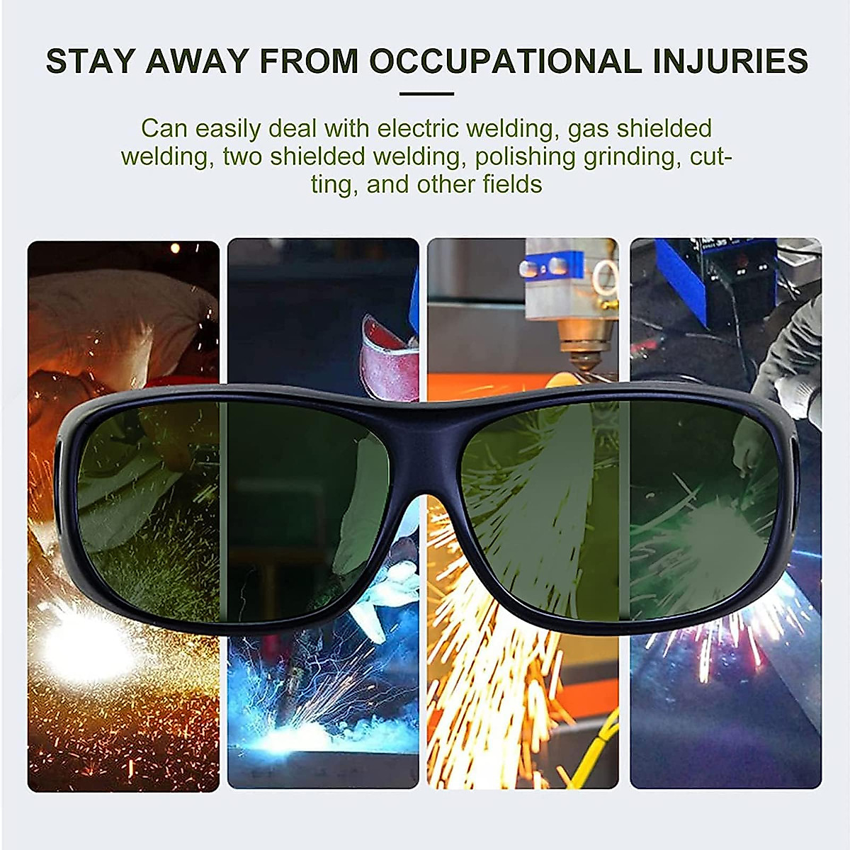 UpaClaire Welding Glasses, Wrap-Around Safety Welding Lens, Anti-Scratch, Non-Slip, UV Protection, Laser Hair Removal Protective Glasses, IPL200-2000nm Protection Safety Glasses