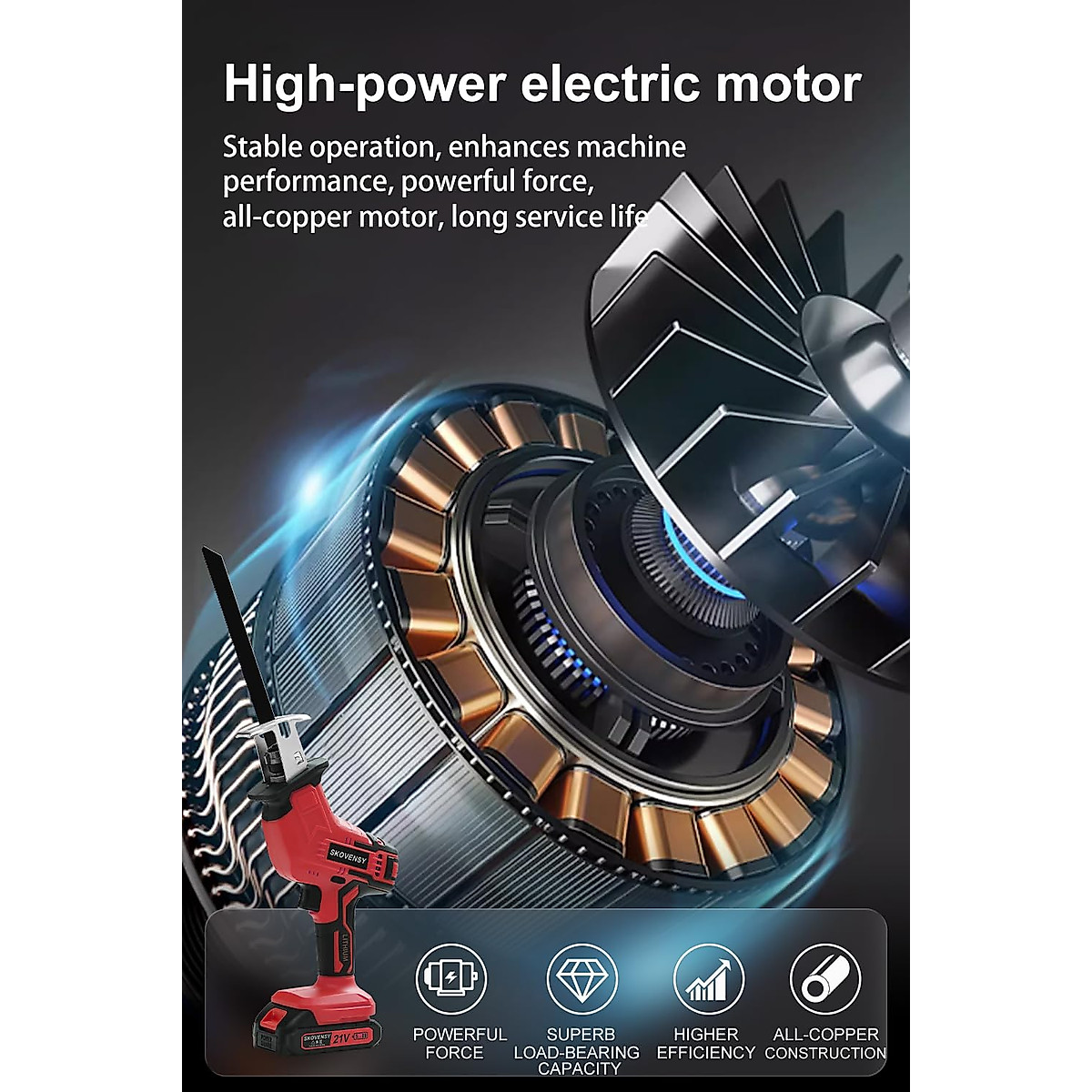 Cordless Reciprocating Saw, 2 x 2.0Ah Battery, Cordless Variable Speed, Blades Kit for Wood/Metal/PVC Cutting MWF-RED