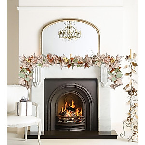 DearHouse 1Pcs Fall Garland Maple Leaf, 6Ft/Piece Hanging Vine Garland Artificial Autumn Foliage Garland Thanksgiving Decor for Home Wedding Fireplace Party Christmas (White)