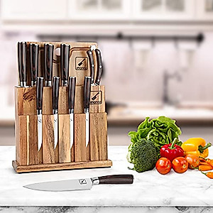 imarku Knife Set with Block, Cutting Board and Cleaver - Stainless Steel Kitchen Knife Set with Sharpener - Chef Knife Sets for Kitchen with Block - Set of 11