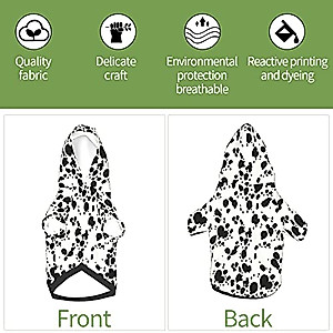 Fashion Pet Dog Hoodies, Animal Dalmatian Print Hoodie Puppy Winter Halloween Cosplay Clothes Sweaters Outfits Pullover Doggie Sweatshirt for Small Dog XS