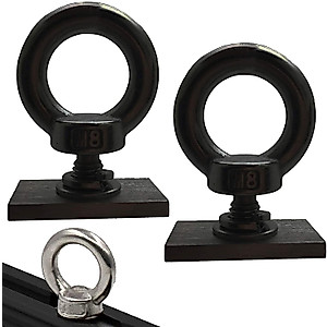 Pmsanzay 2 Pack M8 Heavy-Duty Full Stainless Steel Eye Bolt Eyelet, Kayak Track Mount Rail Tie Down Eyelet to Hold Your Bungee Cord or Ropes Anchoring, with Spring Washer Anchoring kit - No Track