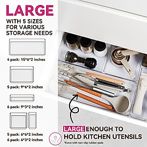 25 PCS Clear Plastic Drawer Organizer Set, Non-Slip/Crack Bathroom Vanity Drawer Organizer Trays Dividers, Versatile Storage Bins for Makeup, Jewelry and Office, Desk, Bathroom, Bedroom, Kitchen