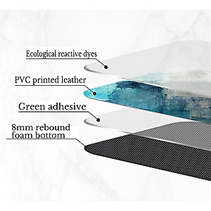 AILUER Kitchen Rug Set,Set of 2 Turquoise Modern Art Kitchen Rugs and Mats,Teal Non-Slip Kitchen Rugs for Kitchen Dining Room Laundry (Turquoise Rugs, 17"x29.5"+17"x47")