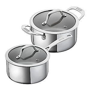 KUHN RIKON Allround 2-Piece Casserole Pot and Saucepan Set, Stainless Steel