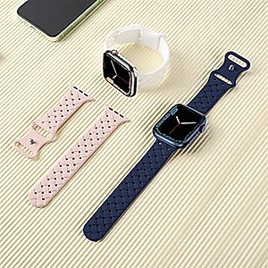 DYKEISS 6 Pack Sport Silicone Band Compatible with Apple Watch Band 41mm 45mm 40mm 44mm 38mm 42mm 49mm for Women Men, Breathable Soft Replacement Strap for iWatch Ultra Series 8/7/SE/6/5/4/3/2/1