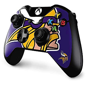 Skinit Decal Gaming Skin compatible with Xbox One Controller - Officially Licensed NFL Minnesota Vikings Retro Logo Design