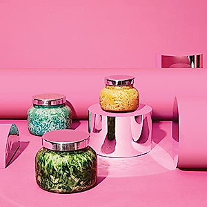 Capri Blue Scented Candle with Rainbow Watercolor Glass Candle Holder - Cotton Wick - Luxury Aromatherapy Candle - 19 Oz - Volcano