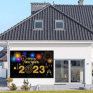 Happy New Year 2023 Banner Backdrop Decorations New Year's Eve Background Banner, Fireworks Happy New Year Decorations NYE 2023 Decor