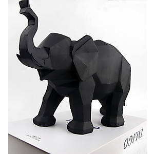 ABEESEA Large Black Elephant Sculpture Statue Collectible Figurines with Trunk Up Wealth Lucky Elephant Figurine,Perfect for Home Decor Gift